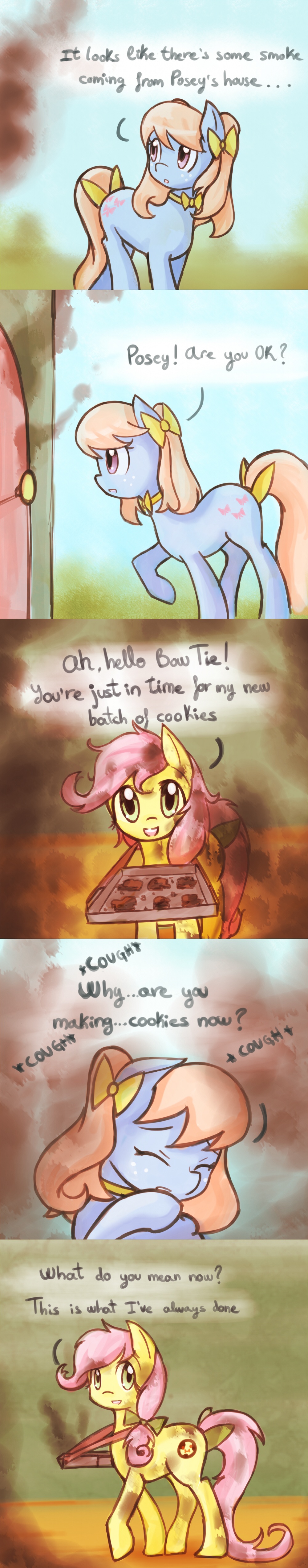 #414500 - safe, artist:shiaran, bow tie (g1), posey, earth pony, pony ...