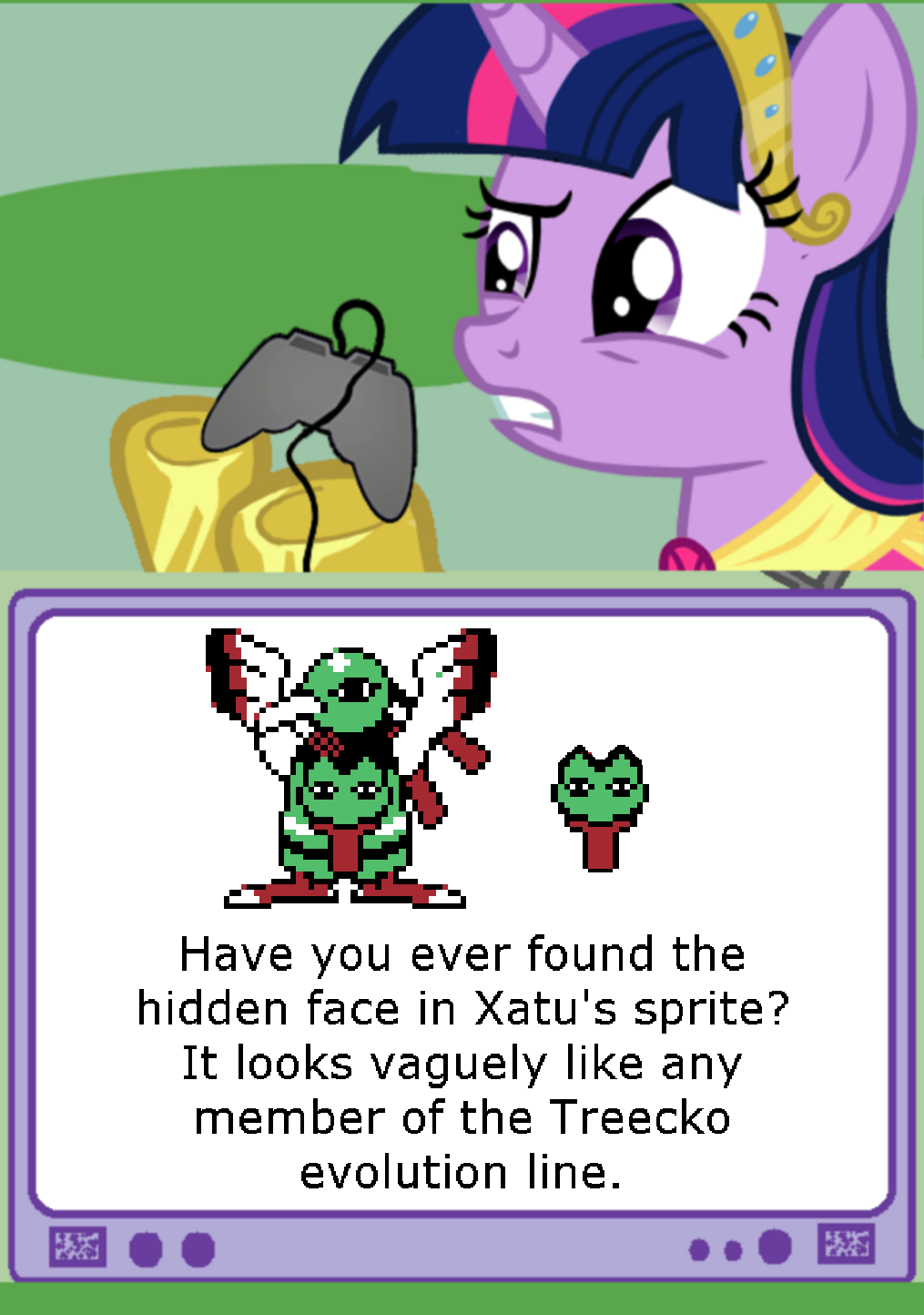 #415251 - safe, twilight sparkle, treecko, xatu, exploitable meme ...