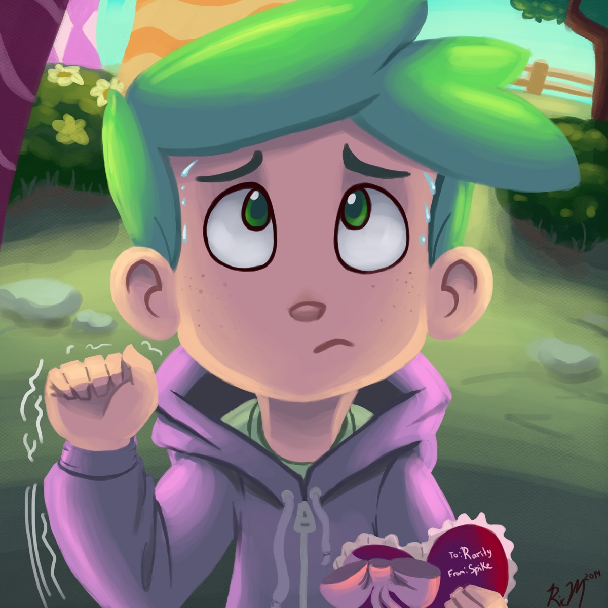 #524075 - safe, artist:ric-m, spike, human, g4, 2014, clothes, cute ...