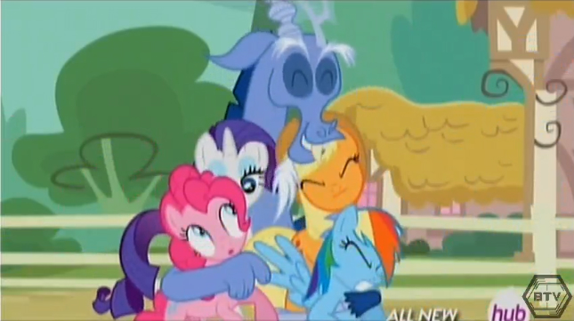 #533798 - safe, screencap, applejack, discord, pinkie pie, rainbow dash ...