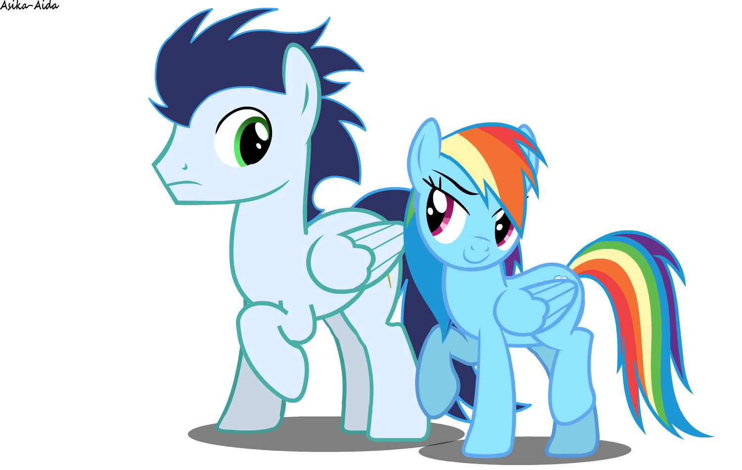 #746274 - safe, artist:asika-aida, rainbow dash, soarin', pegasus, pony ...