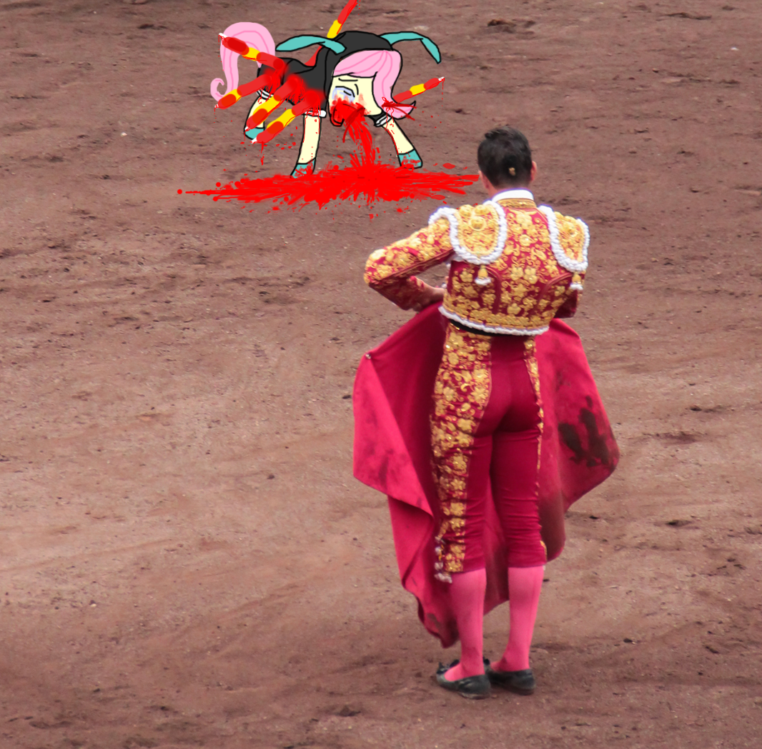 #747609 - grimdark, grotesque, fluttershy, abuse, blood, bunny suit ...