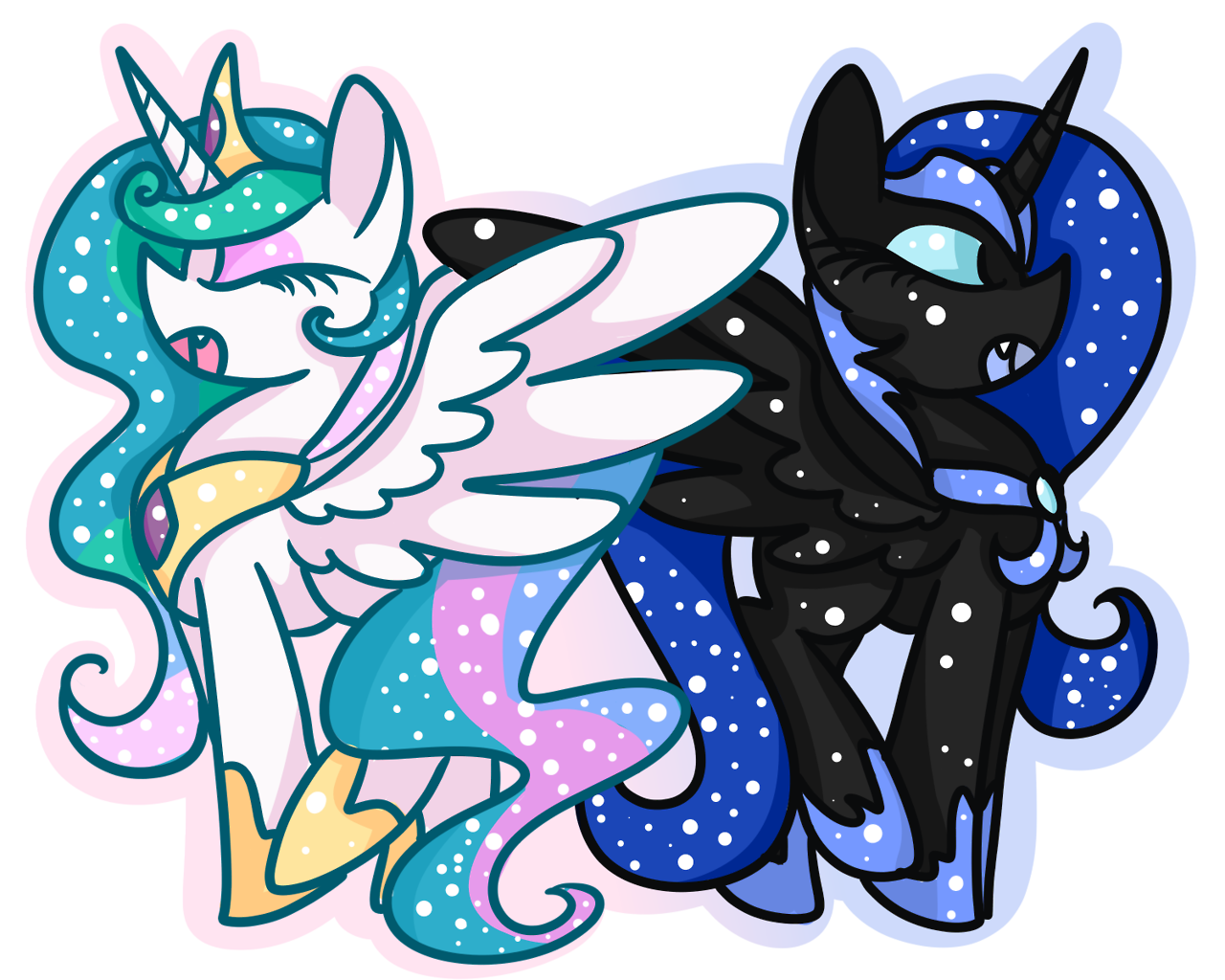 #739007 - safe, artist:sugaropolis, nightmare moon, princess celestia ...