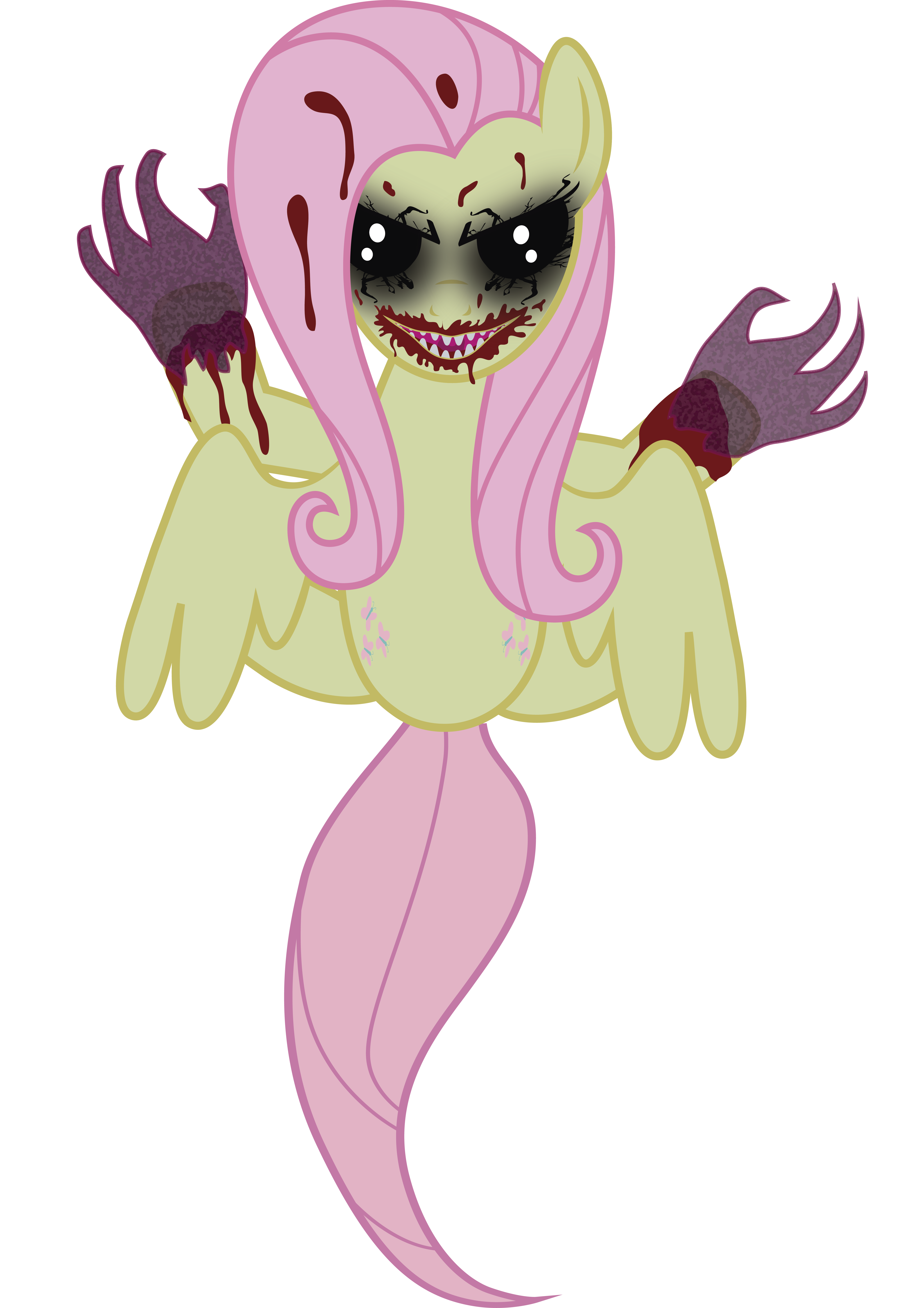 #756940 - grimdark, artist:j5a4, fluttershy, oc, oc:abigail, demon ...