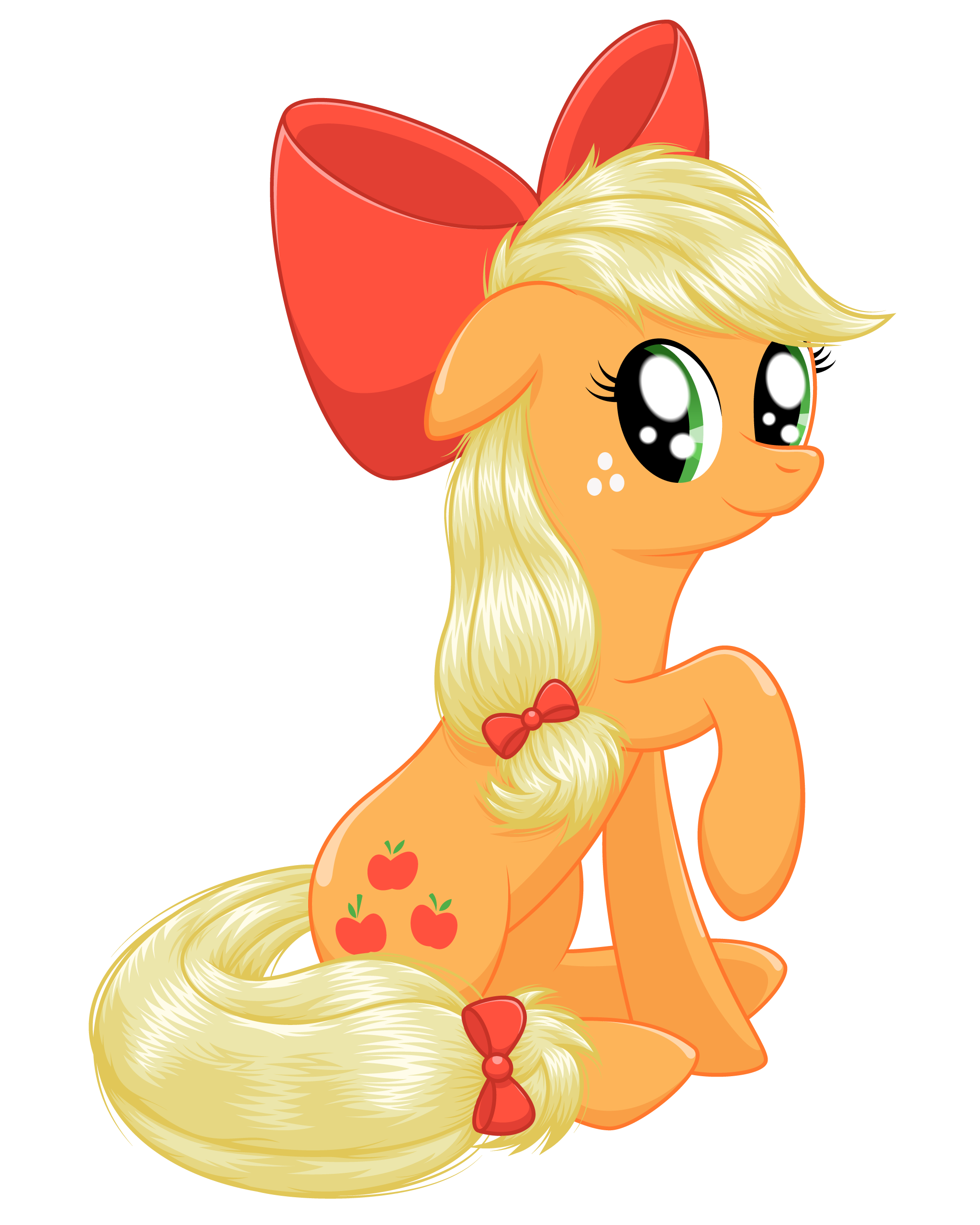 #778881 - safe, artist:ohemo, applejack, female, hair bow, raised hoof ...