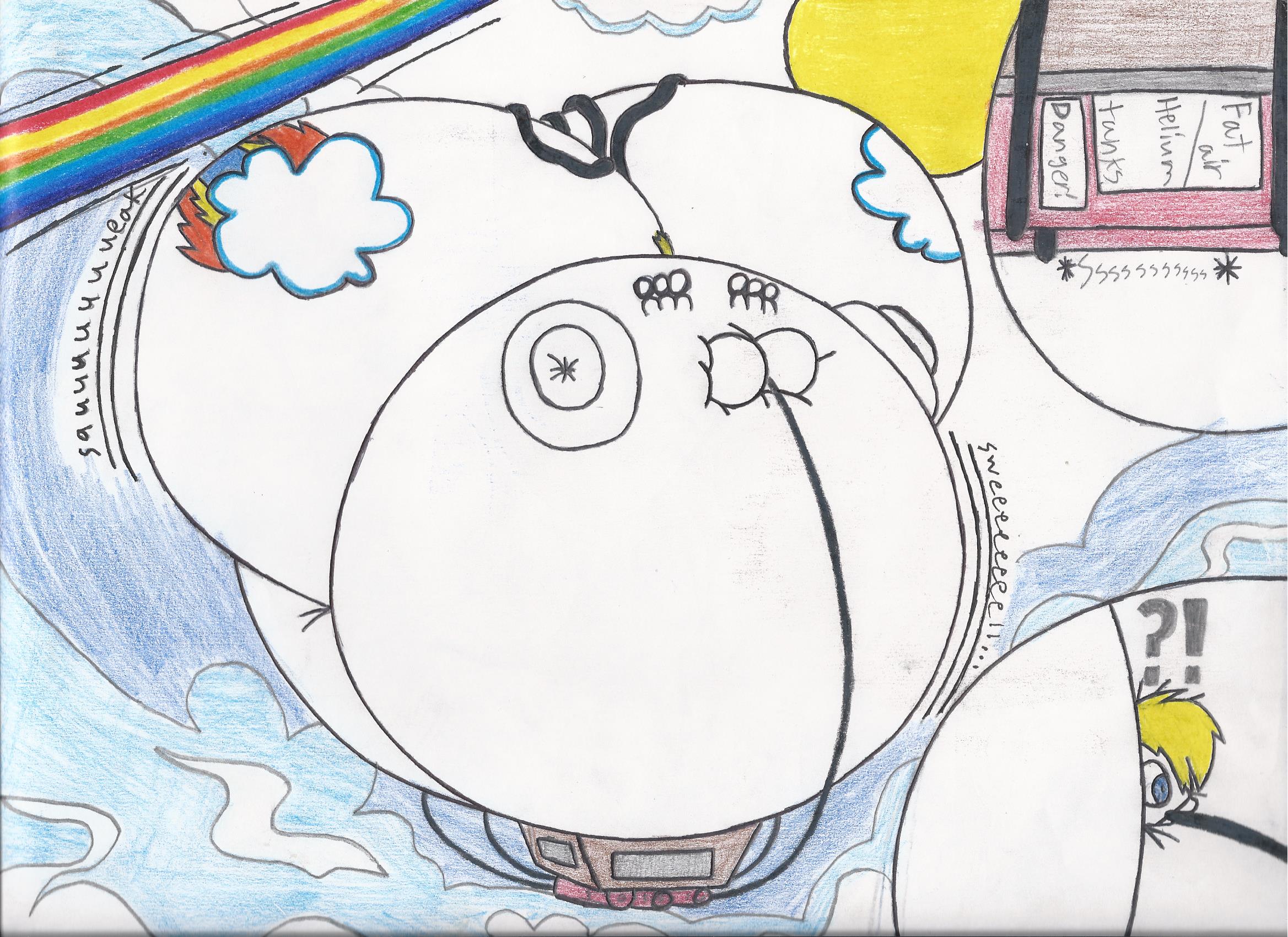 #551118 - safe, artist:mindkiller, oc, oc:zoomie, blimp, bloated ...