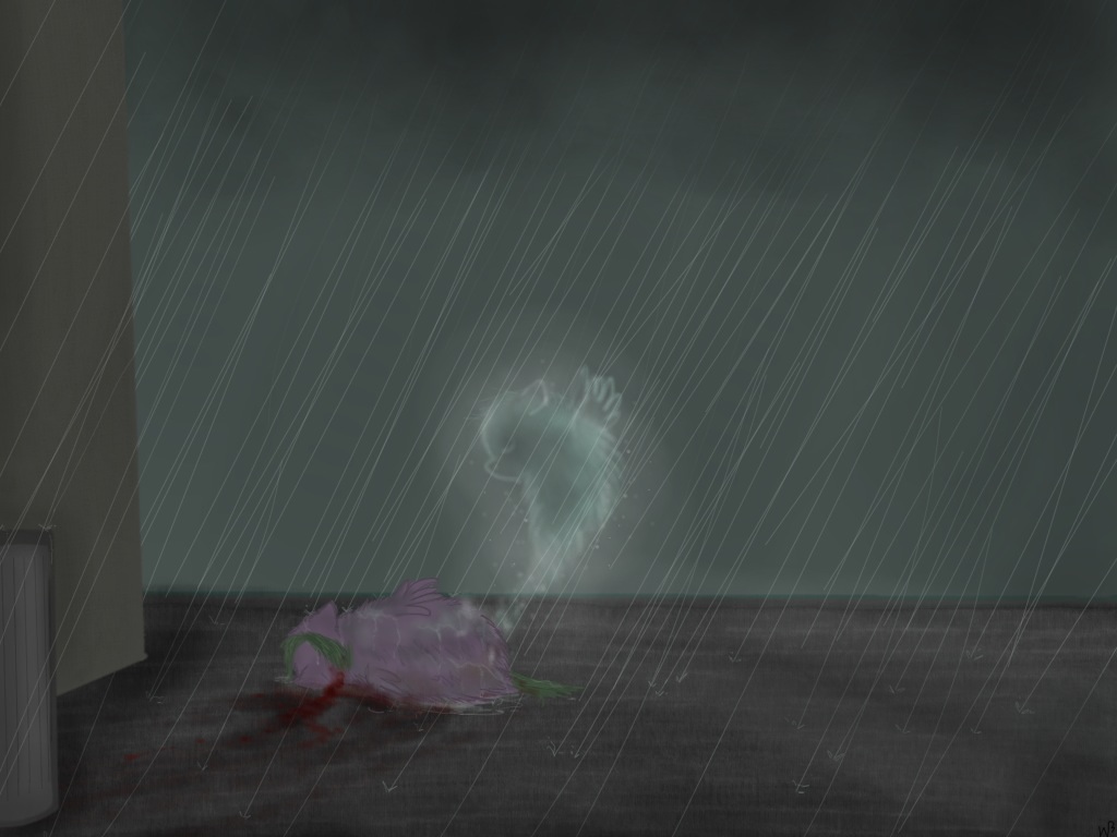 #555563 - grimdark, artist:waggytail, fluffy pony, blood, fluffy pony ...