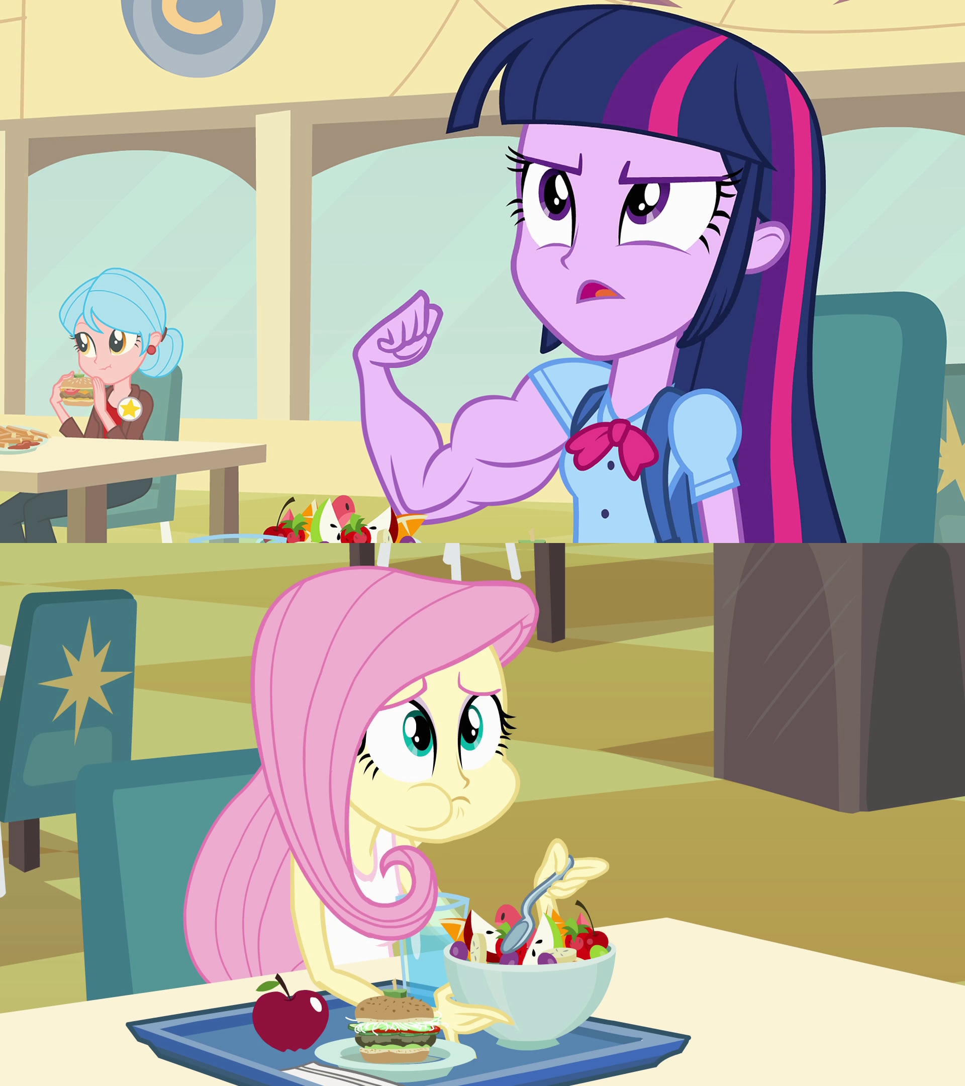 #556689 - artist:dtkraus, edit, equestria girls, flexing, fluttershy ...