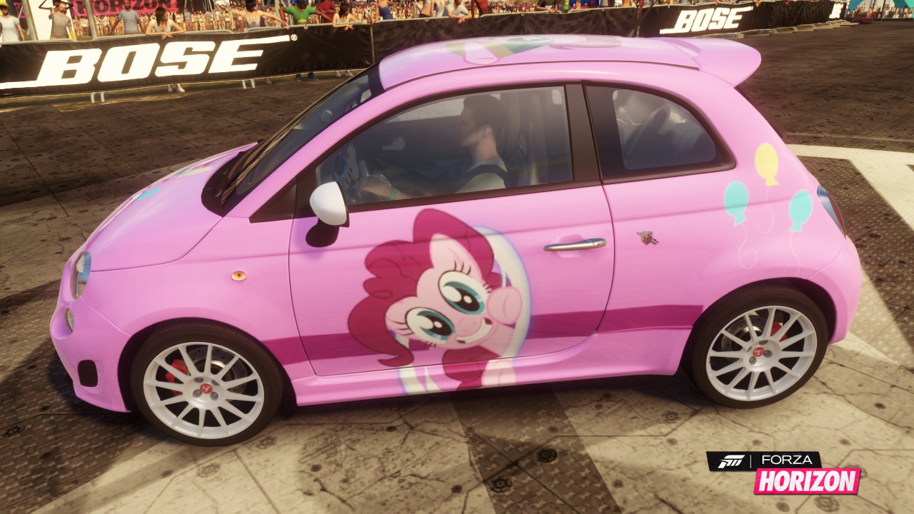 #558561 - safe, pinkie pie, pony, abarth, abarth 500, car, fiat, fiat ...