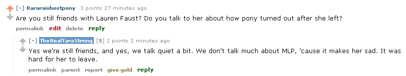 #547927 - safe, ama, barely pony related, lauren faust, reddit, tara ...