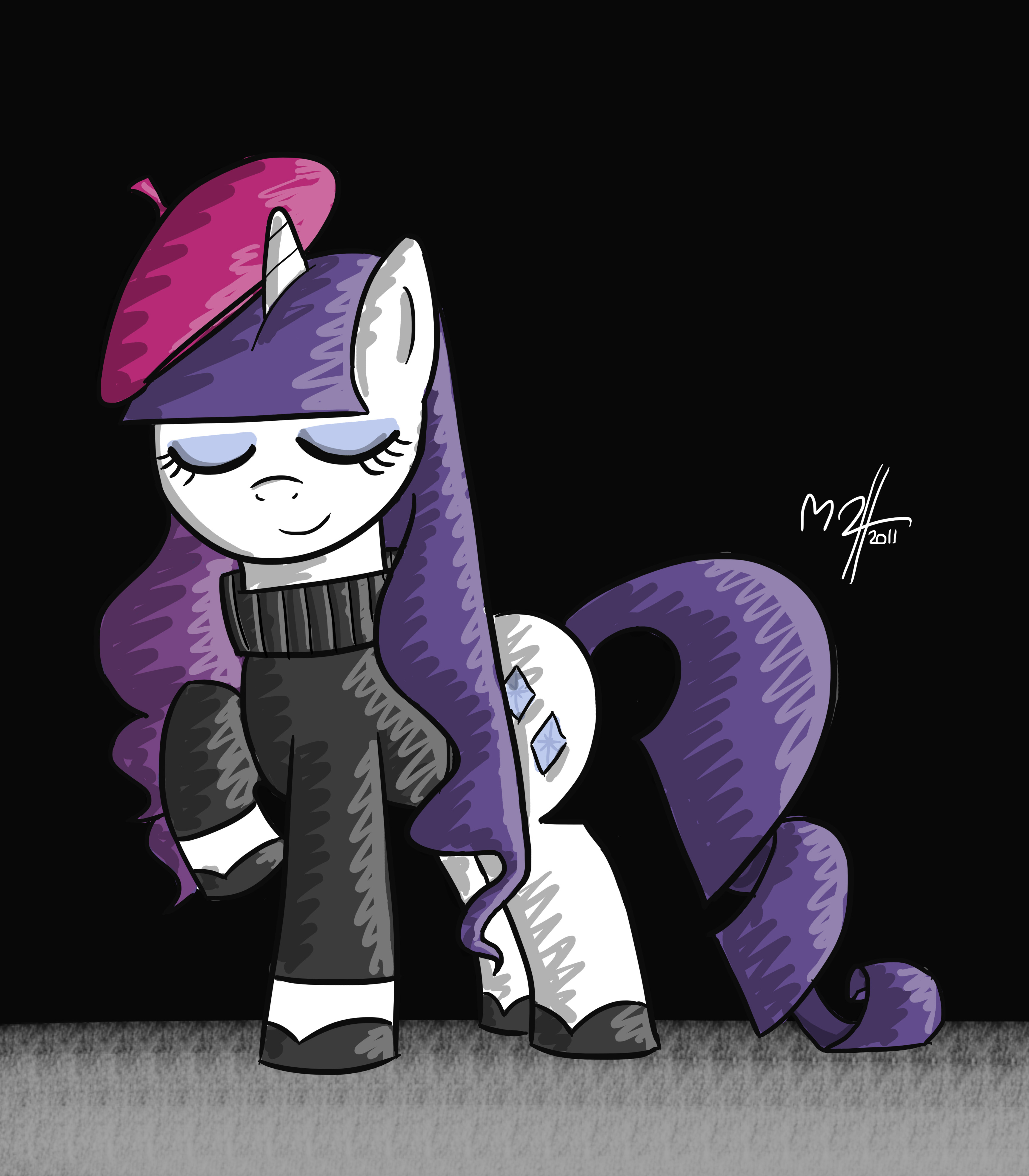 #575107 - safe, artist:mateusuk, rarity, g4, beatnik rarity, beret ...