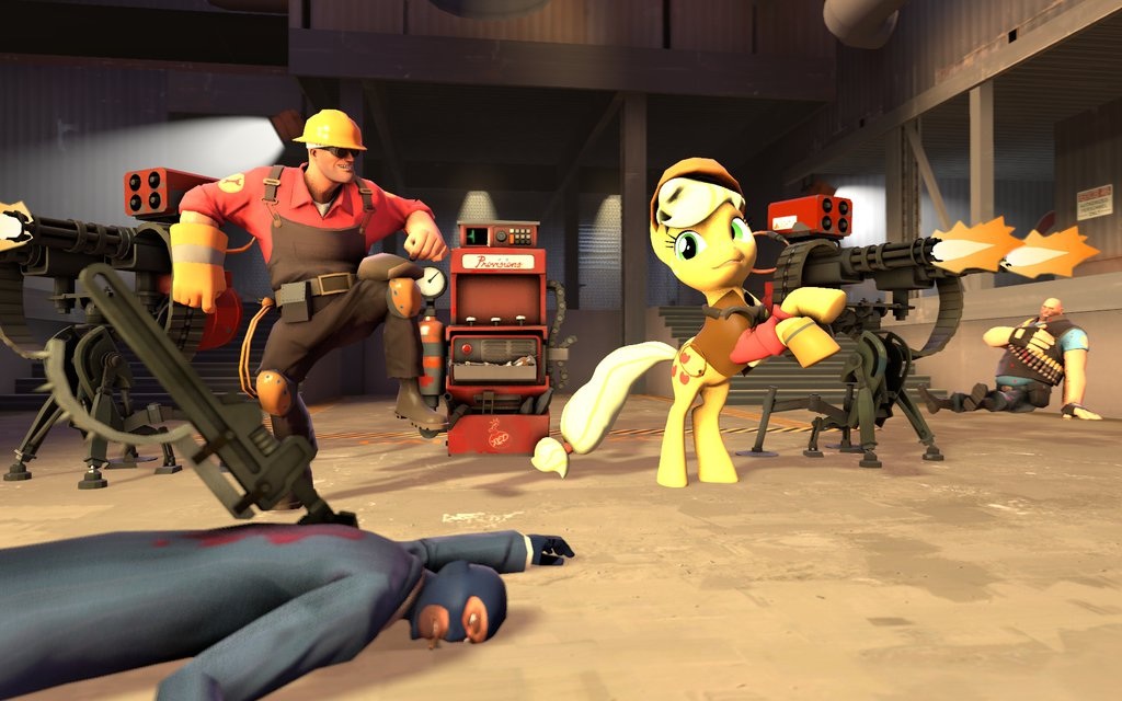 #584524 - questionable, artist:d4rkm4nolo, applejack, 3d, applegeineer ...