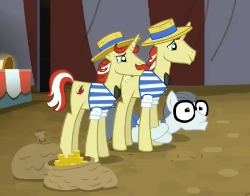 #587898 - safe, screencap, flam, flim, silver shill, earth pony, pony ...