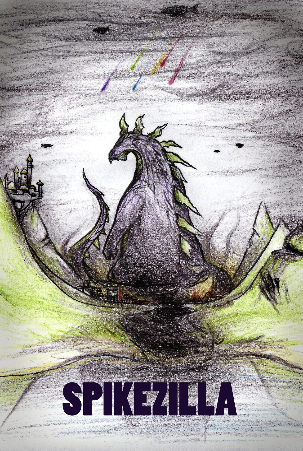 #600344 - safe, artist:whitepone, spike, kaiju, g4, godzilla (series ...