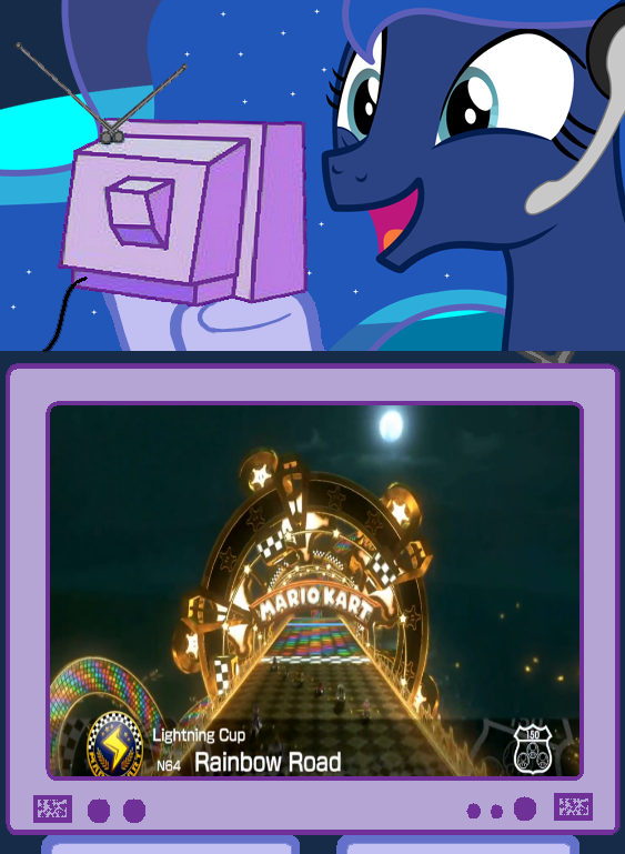#591605 - safe, princess luna, gamer luna, exploitable meme, mario kart ...