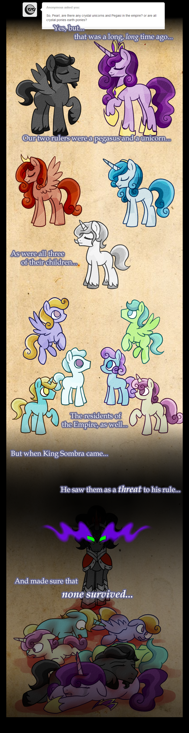 #613927 - grimdark, artist:tambelon, king sombra, oc, oc:opalescent ...