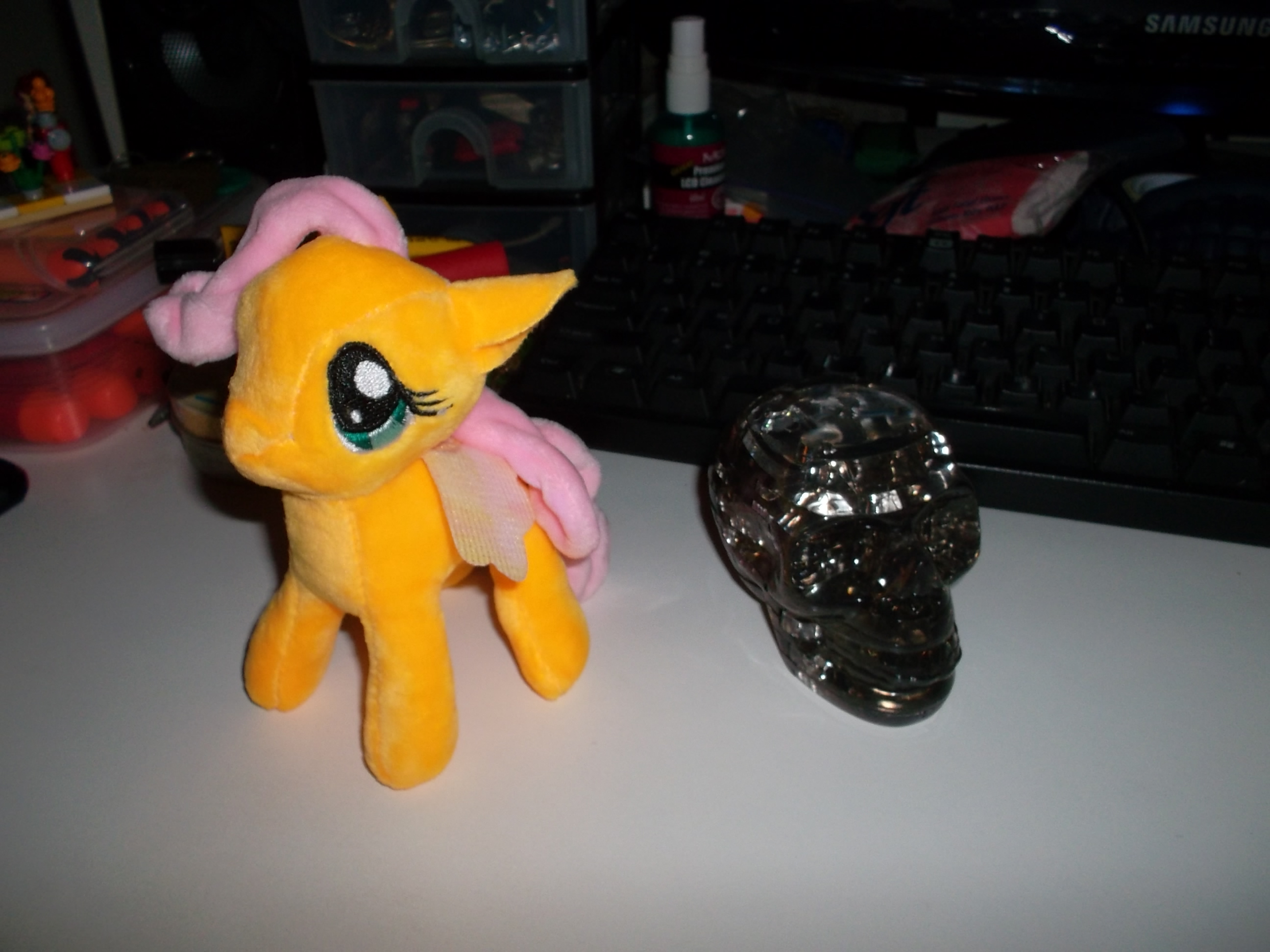 #595056 - safe, fluttershy, bootleg, crystal skull, irl, photo, plushie ...