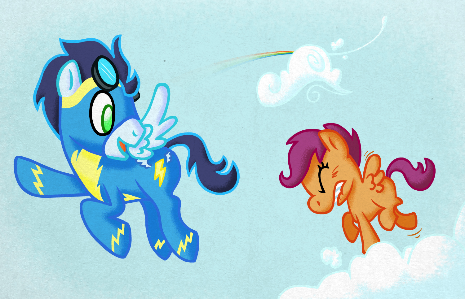 #636755 - safe, artist:blimpslap, scootaloo, soarin', pegasus, pony ...