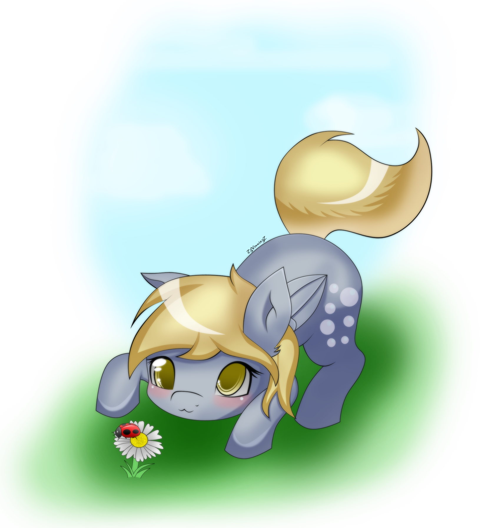 #638085 - safe, artist:zzvinniezz, derpy hooves, ladybug, pegasus, pony ...