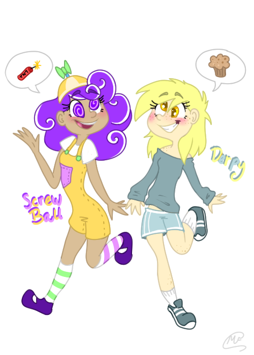 #638510 - safe, artist:mc10215, derpy hooves, screwball, human, g4 ...