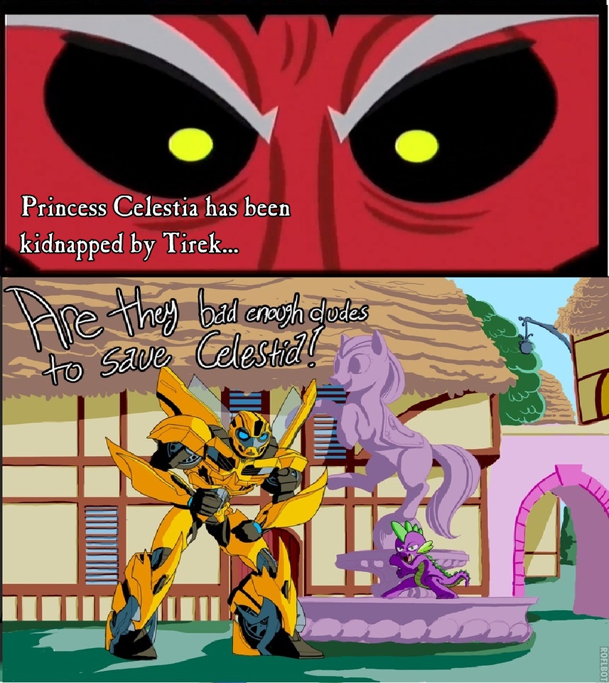 #638722 - safe, lord tirek, spike, bad dudes, bumblebee (transformers ...