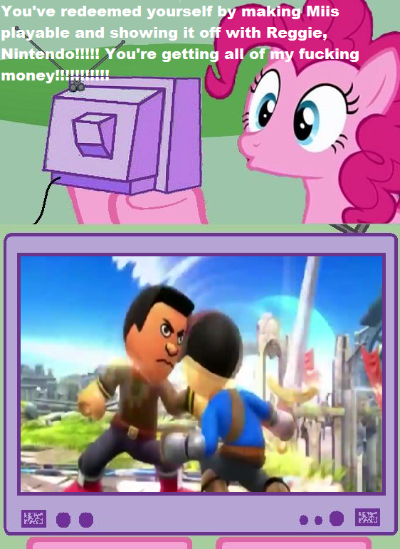 #650029 - safe, pinkie pie, exploitable meme, meme, mii fighters, mii ...