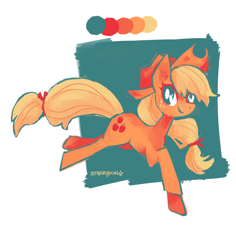#650501 - safe, artist:starrypon, applejack, color palette, female ...