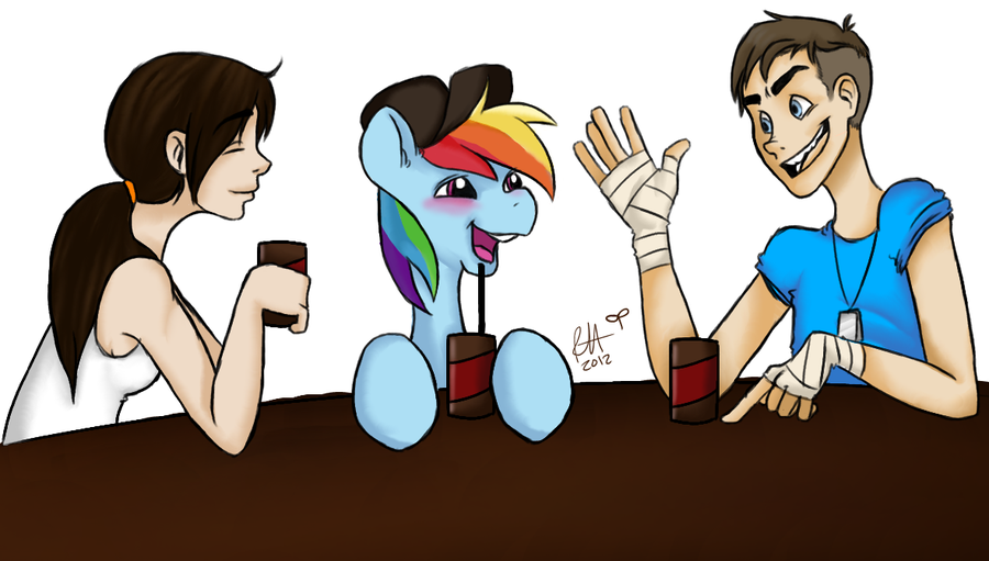 #662843 - safe, rainbow dash, g4, chell, faic, portal (valve), portal 2 ...