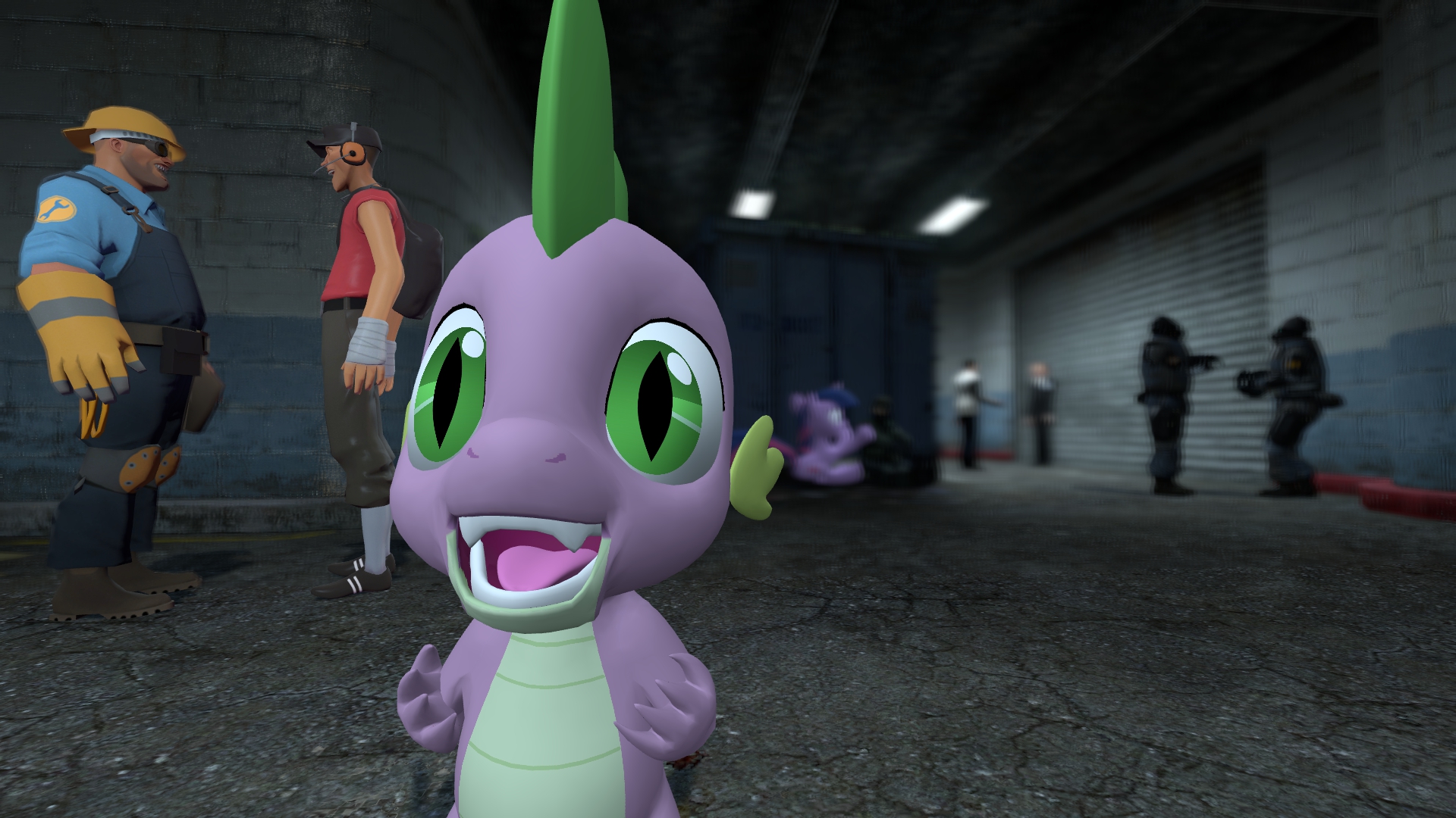 #663922 - safe, spike, 3d, gmod, spike drama, team fortress 2 - Derpibooru