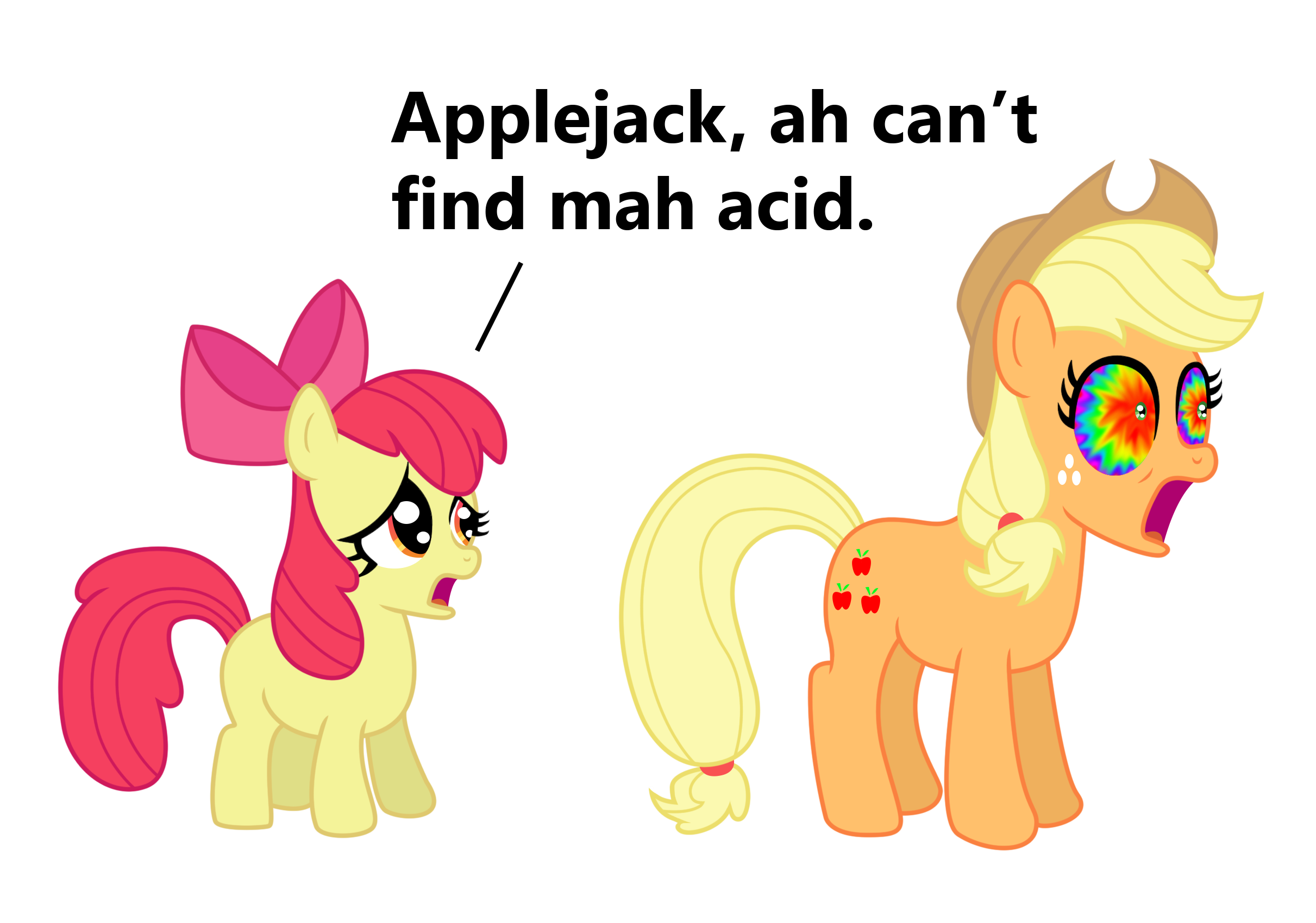 #702338 - safe, artist:vincentthecrow, apple bloom, applejack, acid ...