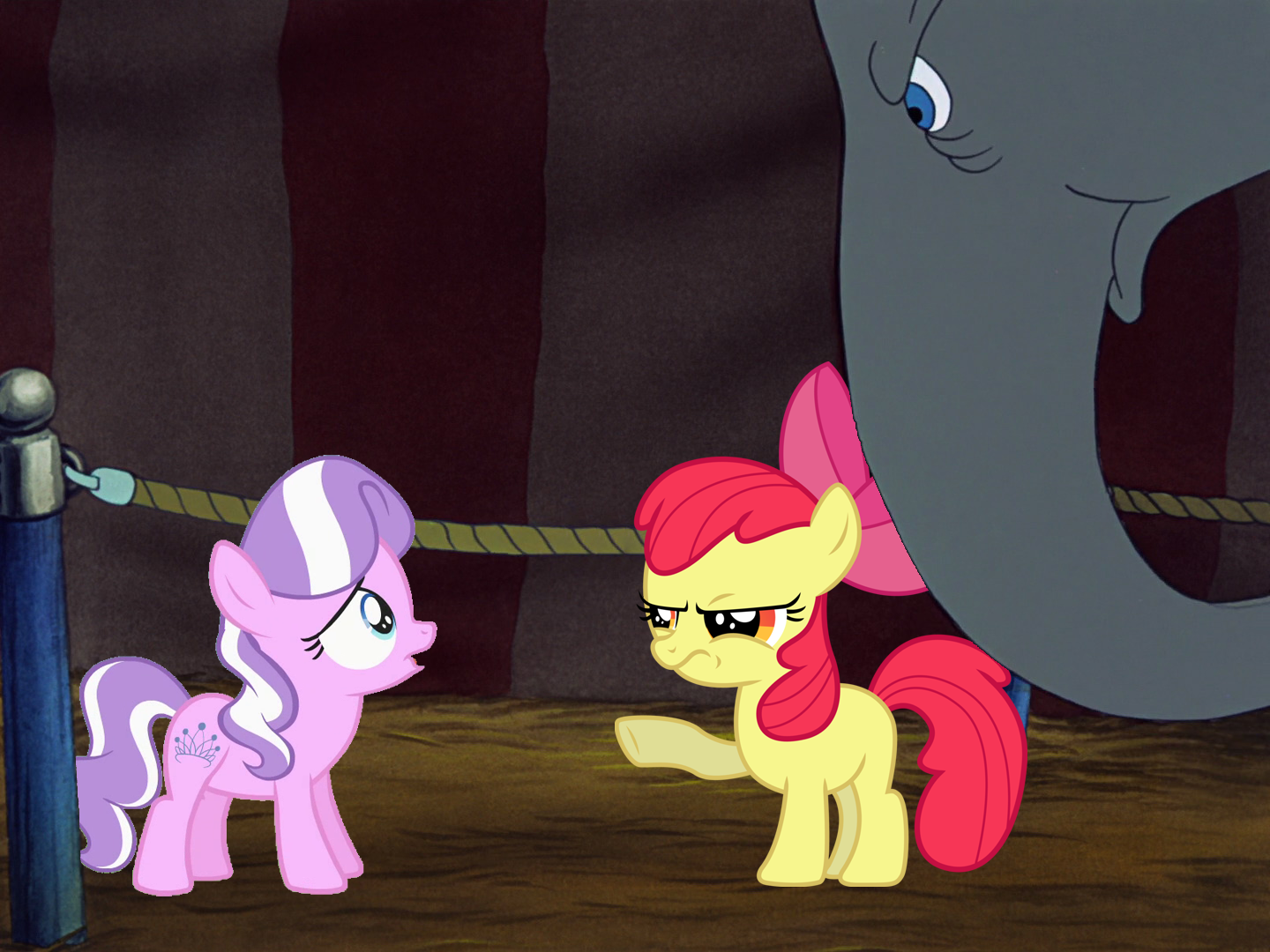 #689616 - safe, apple bloom, diamond tiara, elephant, g4, disney, dumbo ...