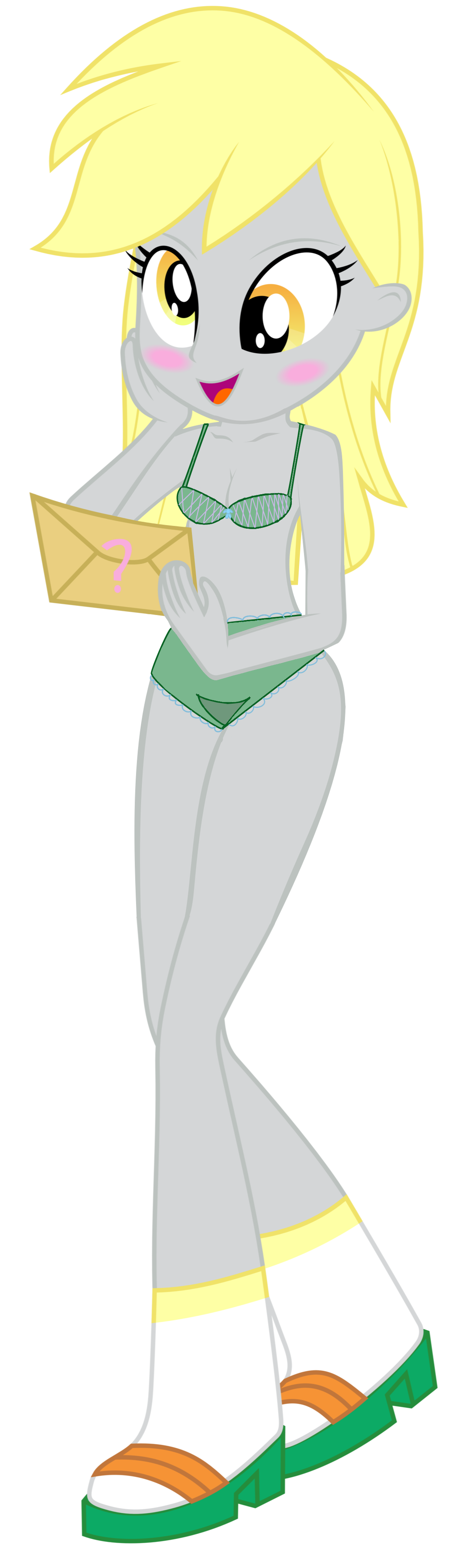 #706887 - suggestive, edit, derpy hooves, equestria girls, blushing, bra, breasts, cleavage ...