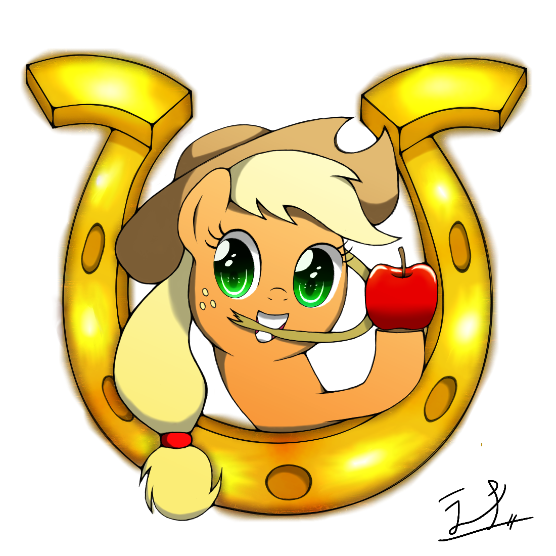 #707713 - safe, artist:rachi, applejack, g4, apple, female, horseshoes ...