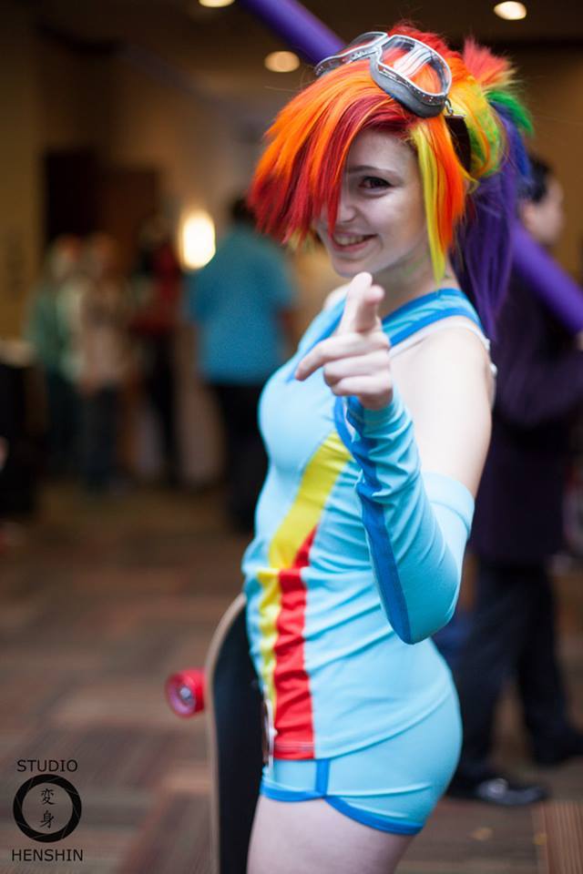#710819 - safe, artist:stunnerstatus, rainbow dash, human, cosplay ...
