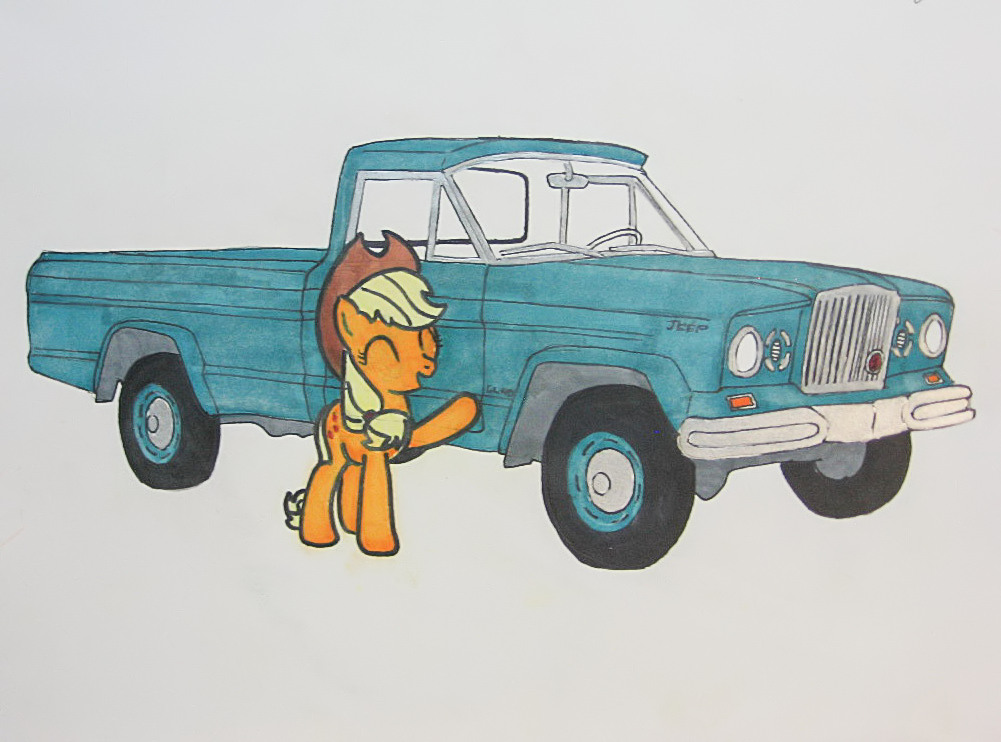 #694237 - safe, artist:patridam, applejack, car, female, jeep gladiator ...