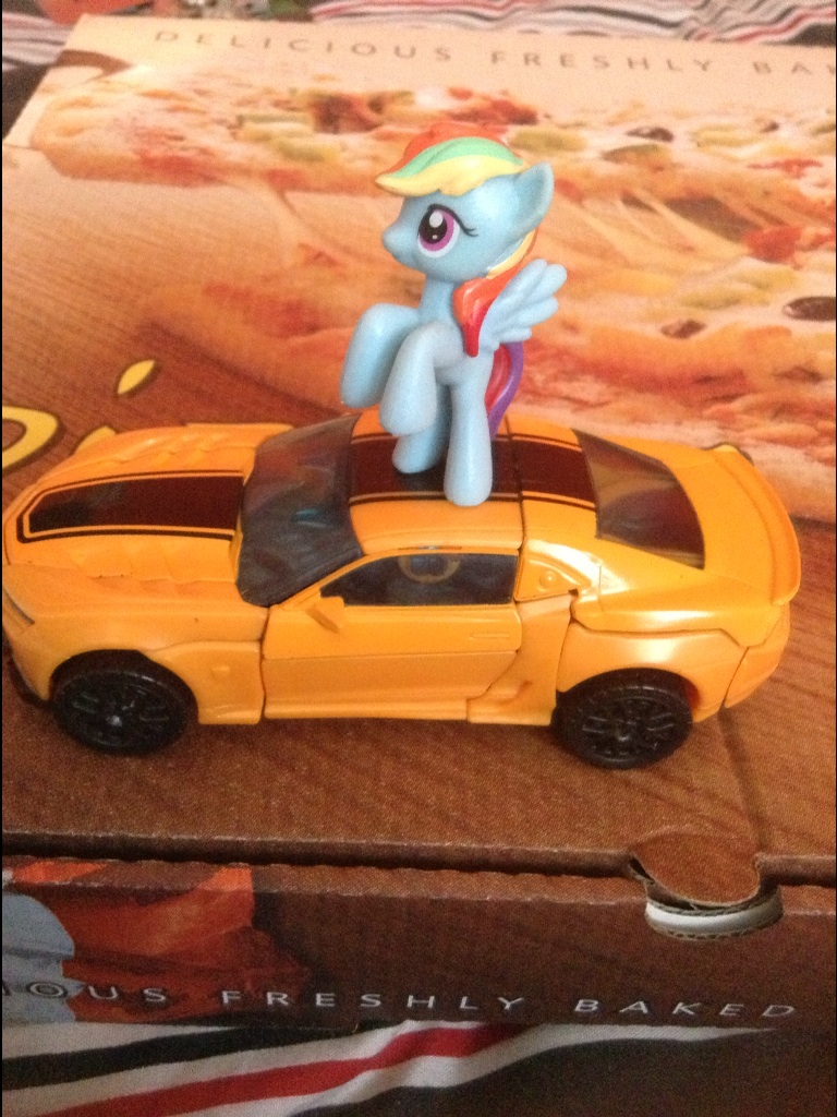 #695777 - safe, rainbow dash, g4, blind bag, bumblebee (transformers ...