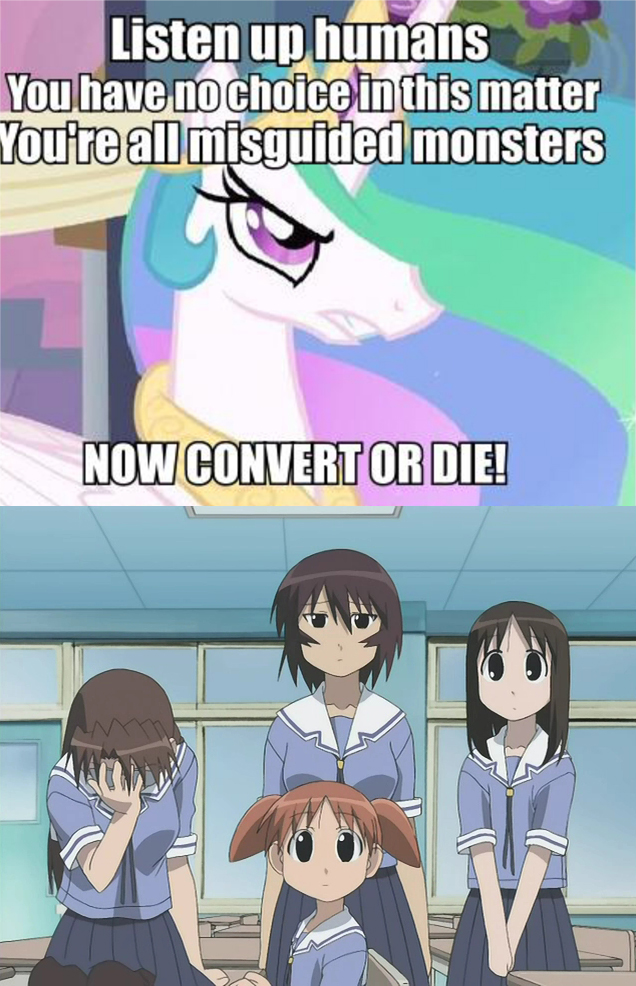 #804790 - safe, princess celestia, fanfic:the conversion bureau, anime ...