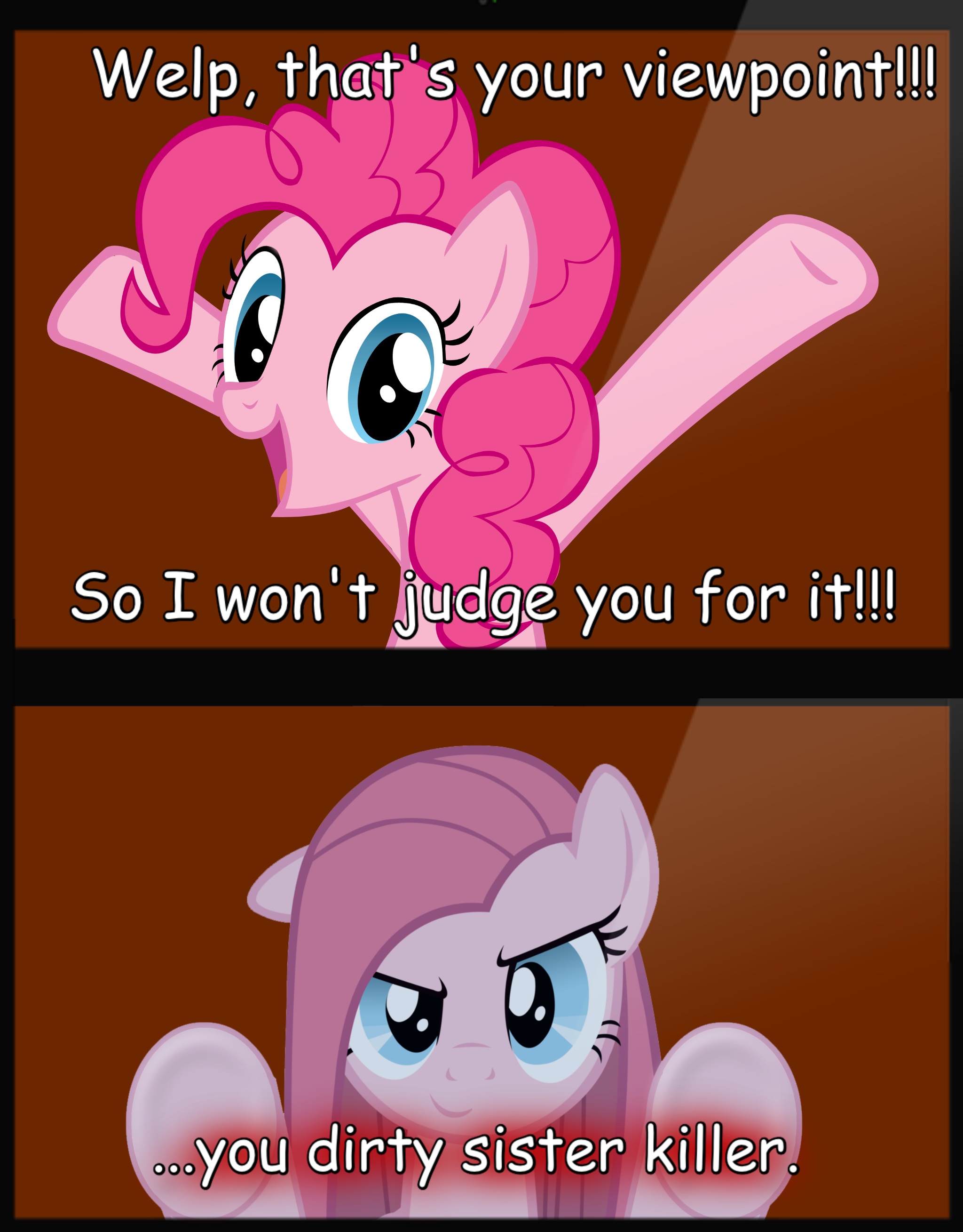 #1024866 - safe, edit, pinkie pie, g4, comic sans, dirty brother killer ...