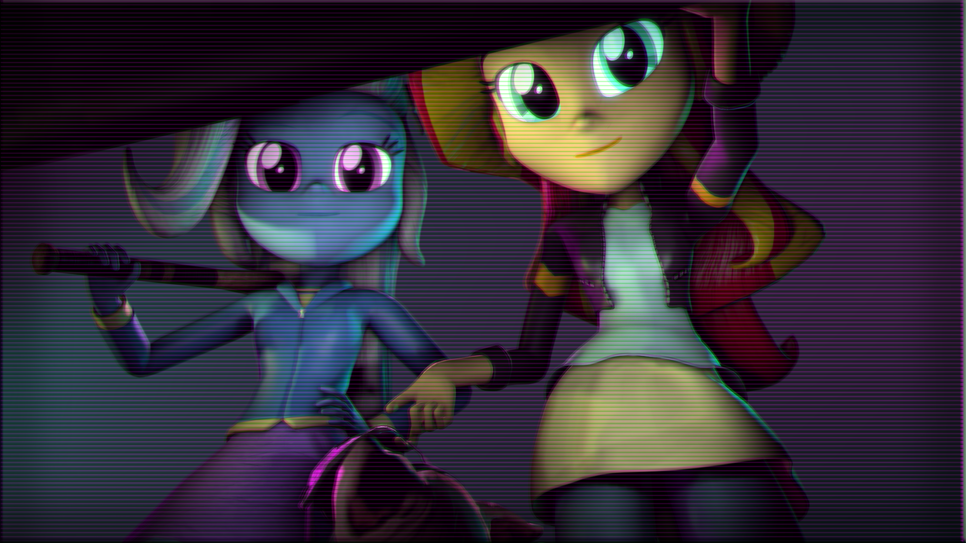 #1056666 - safe, artist:rockset, sunset shimmer, trixie, equestria ...