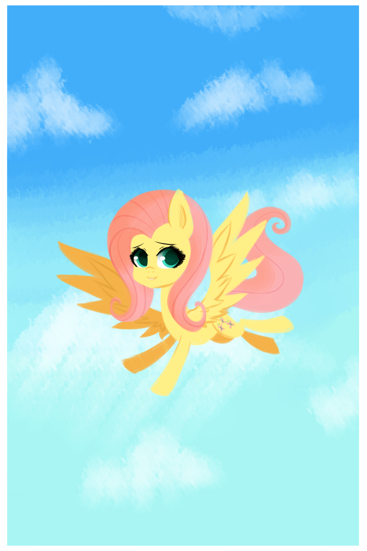 #1038651 - safe, artist:pinipy, fluttershy, cute, female, flying ...