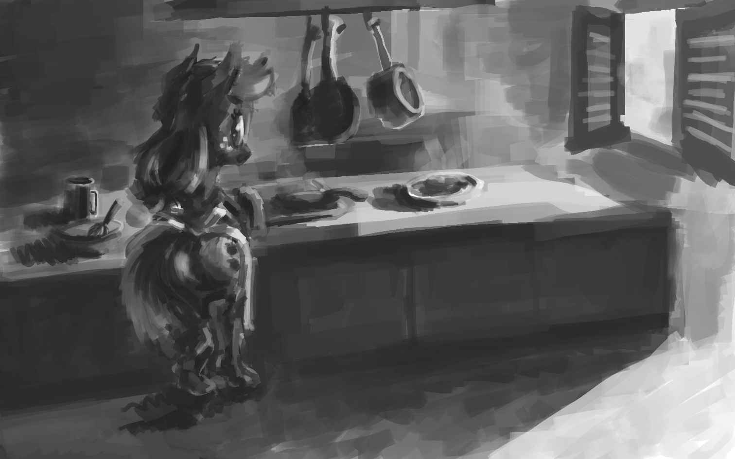 #824873 - suggestive, artist:explonova, applejack, g4, black and white ...