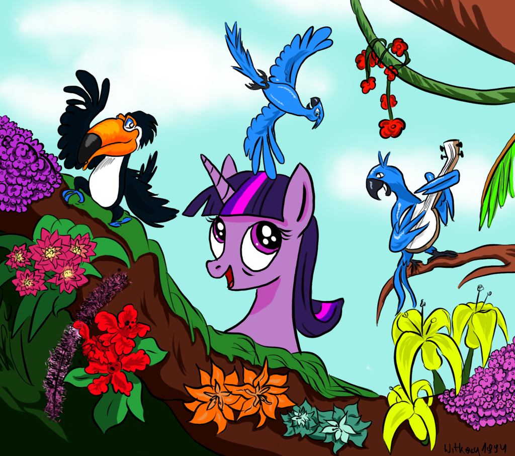#898480 - safe, artist:witkacy1994, twilight sparkle, bird, macaw ...