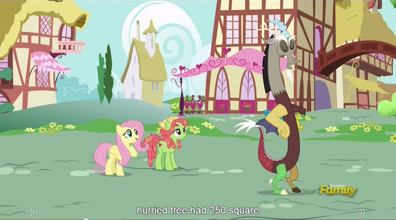 #899532 - safe, screencap, discord, fluttershy, tree hugger, make new ...