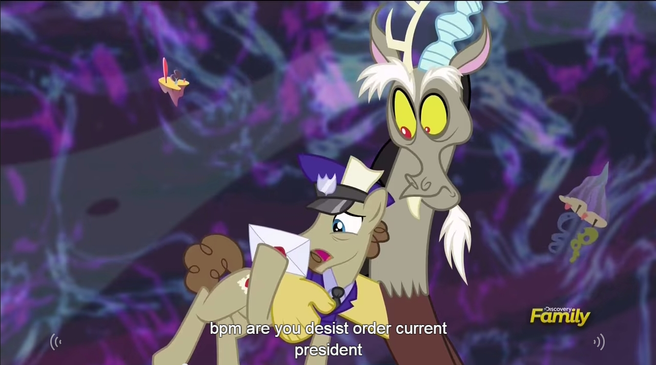 #899538 - safe, screencap, discord, parcel post, post haste, earth pony ...