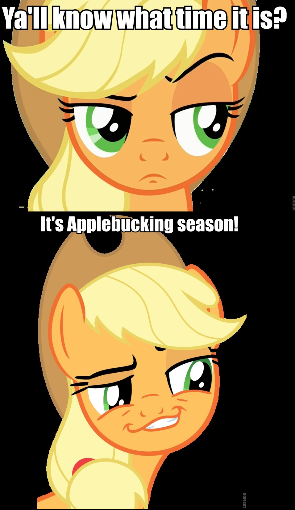 #901797 - safe, applejack, g4, faic, meme, smugdash, text, unamused ...