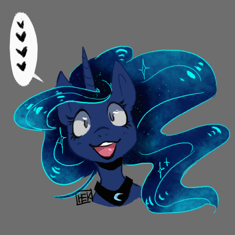 #954849 - safe, artist:hektious, princess luna, female, happy, heart ...