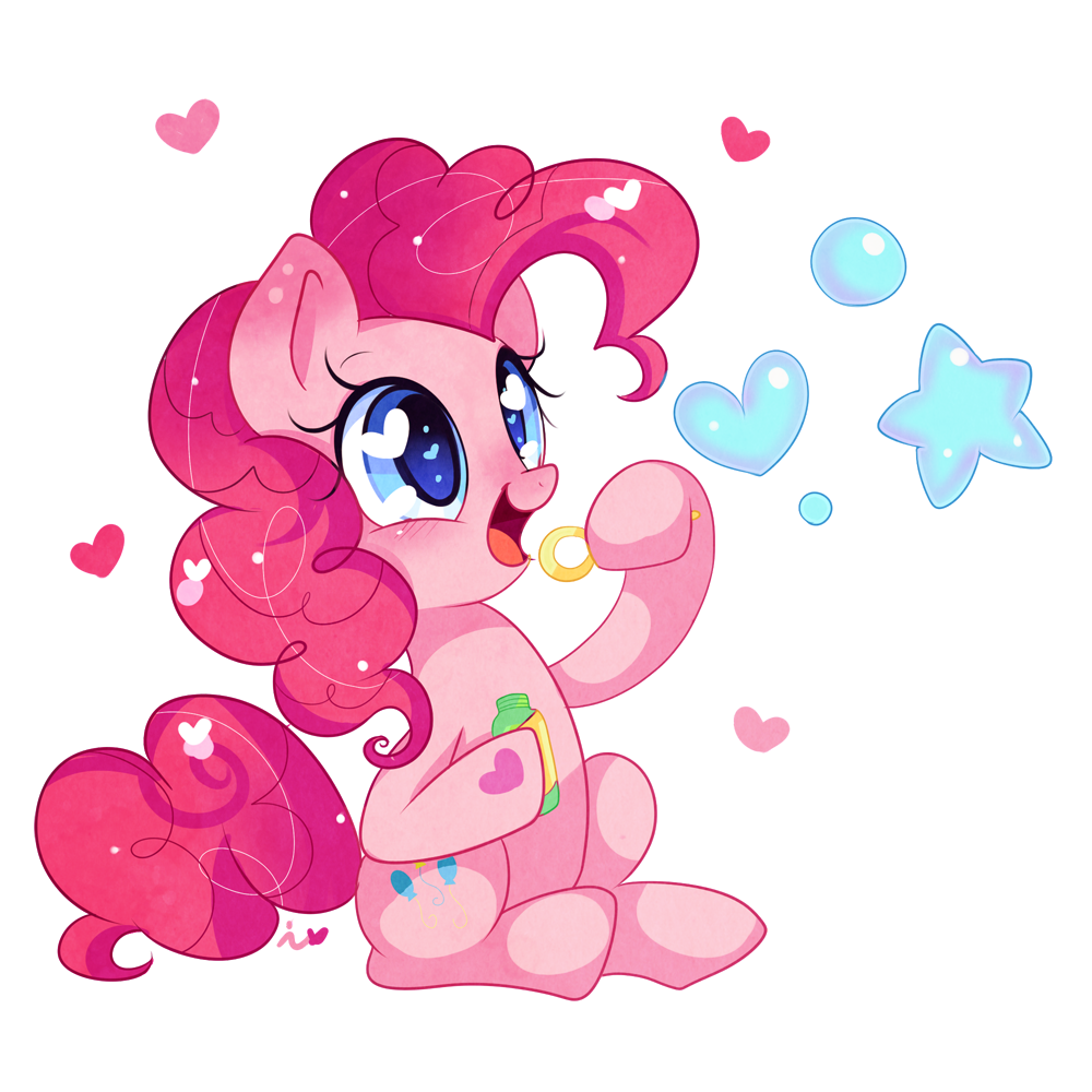 #963062 - safe, artist:ipun, pinkie pie, blowing bubbles, bubble, cute, diapinkes, female, heart ...