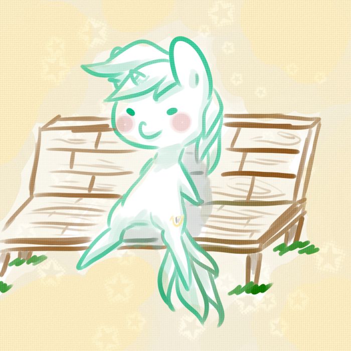 #1057690 - safe, artist:phyllismi, lyra heartstrings, bench, chibi ...