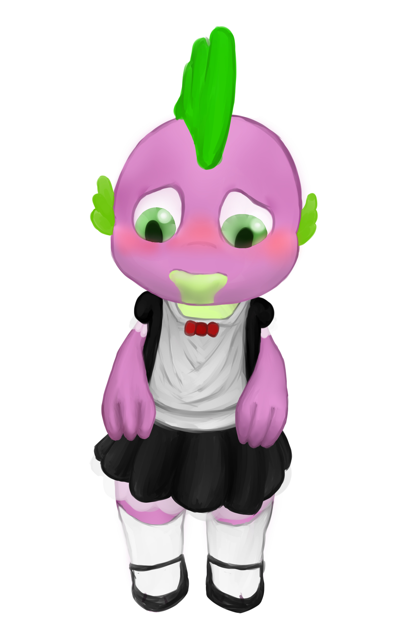 #1070455 - safe, artist:himazin365, spike, blushing, clothes ...