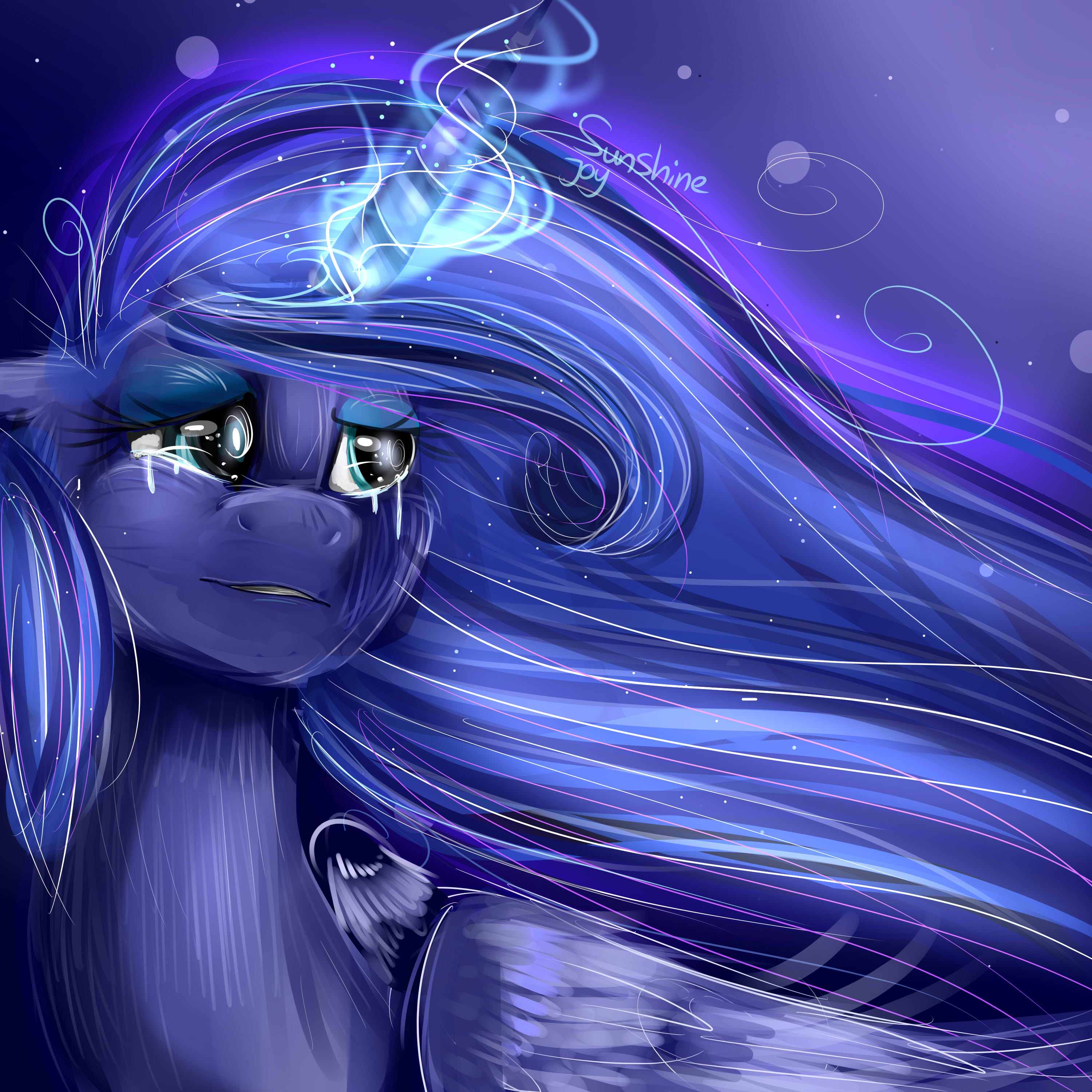 #1275368 - safe, artist:sunshinejoyyt, princess luna, crying, female ...
